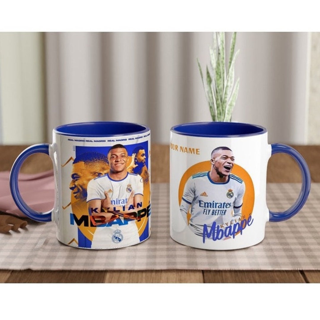 Customizable Kylian Mbappé Real Madrid Coffee Mug for Football Lover's ...