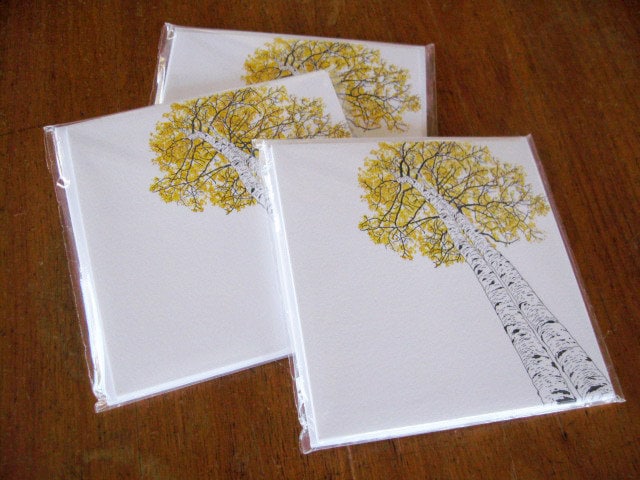 5-pack Aspen Letterpress Notecards - Etsy