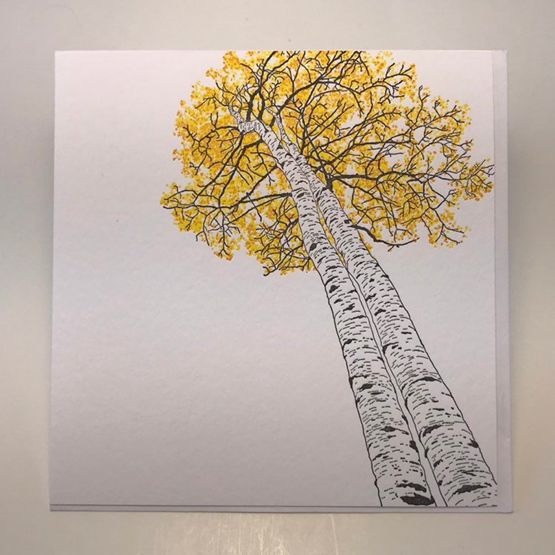 Aspen Letterpress Single Notecard - Etsy