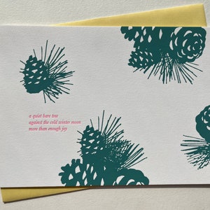 Pinecone Haiku Silkscreen Letterpress Holiday Card - Etsy