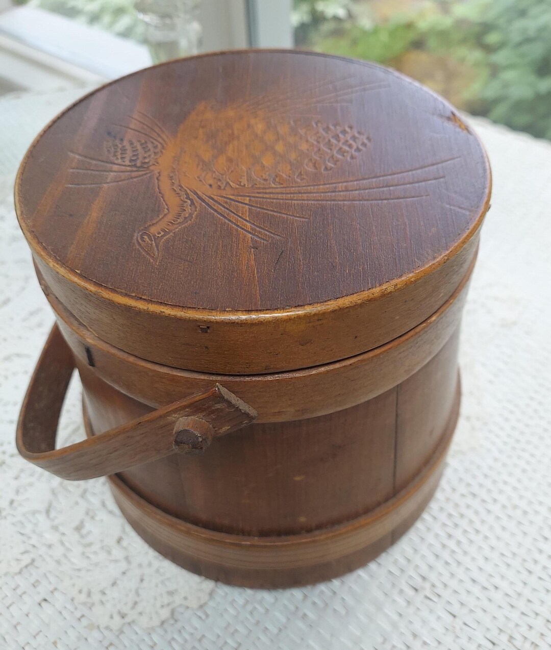 Antique Firkin Sugar Bucket With Unique Carved Pinecones on Lid - Etsy
