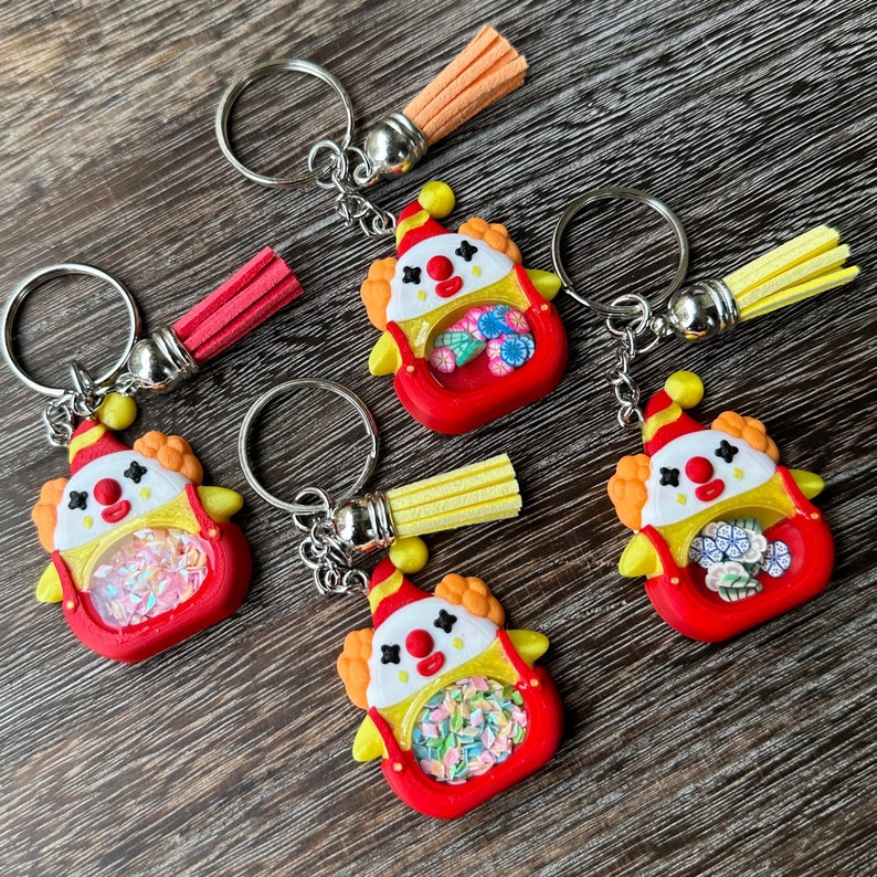 Clown Keychain, 3D Printed Keyring, Circus Charm, Shaker Keychain ...