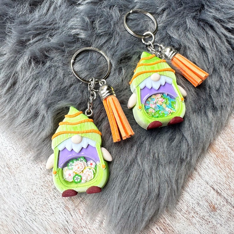 Gnome Keychain, 3D Printed Keyring, Cottagecore Charm, Shaker Keychain ...