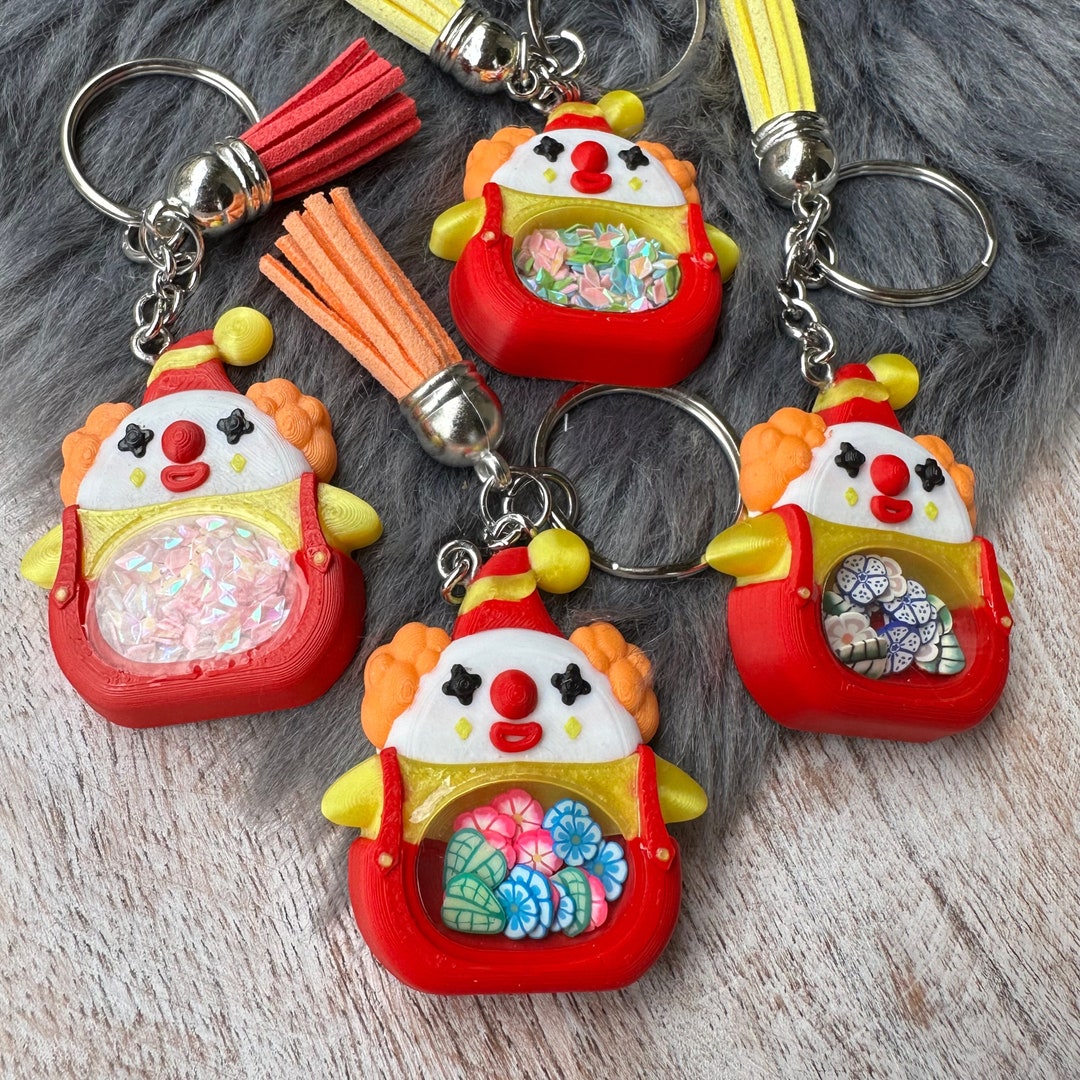 Clown Keychain, 3D Printed Keyring, Circus Charm, Shaker Keychain ...
