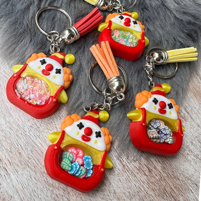 Clown Keychain, 3D Printed Keyring, Circus Charm, Shaker Keychain ...