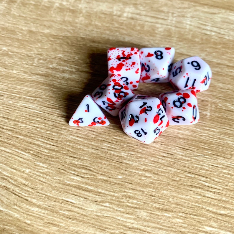 Blood Splatter / Dnd Acrylic Dice Set 7 / Polyhedral Dice RPG MTG ...