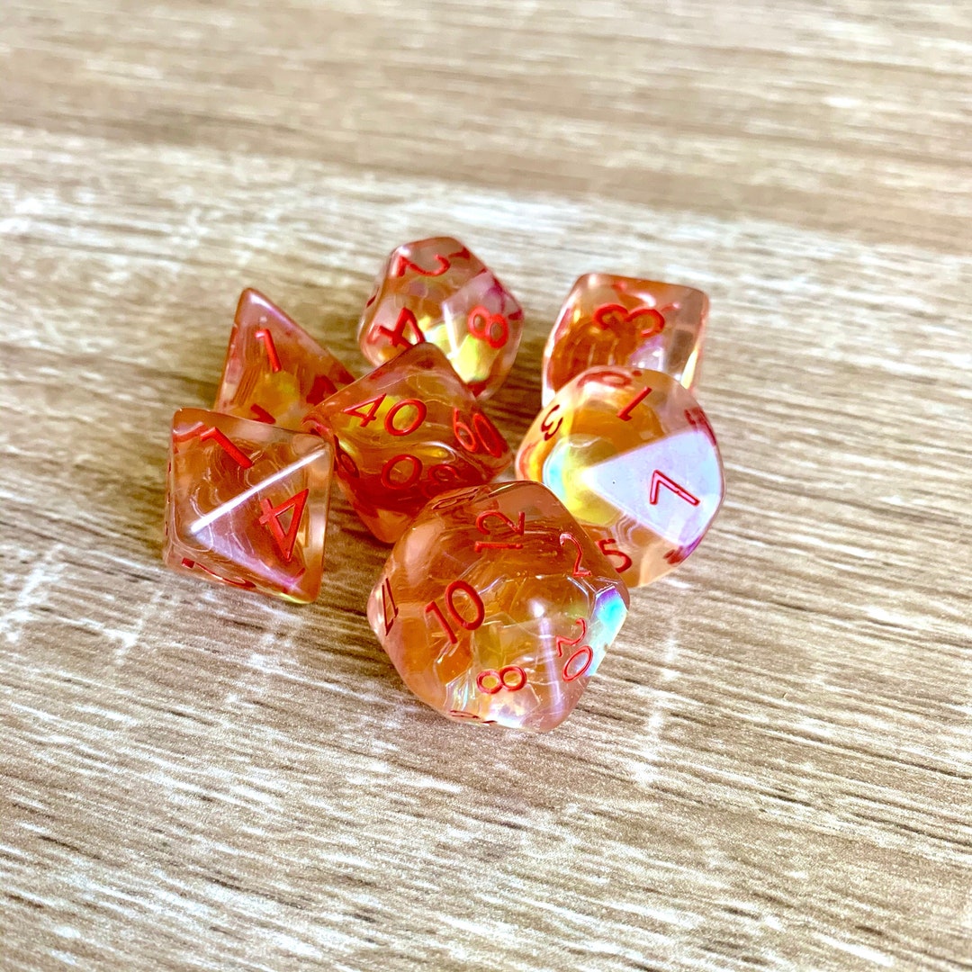 Fireflies / Dnd Resin Dice Set 7 / Polyhedral Dice RPG MTG Dungeons and ...