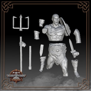 Secutor VS Retiarius Gladiator 2-pack Diorama - Historical Figures - 3D ...