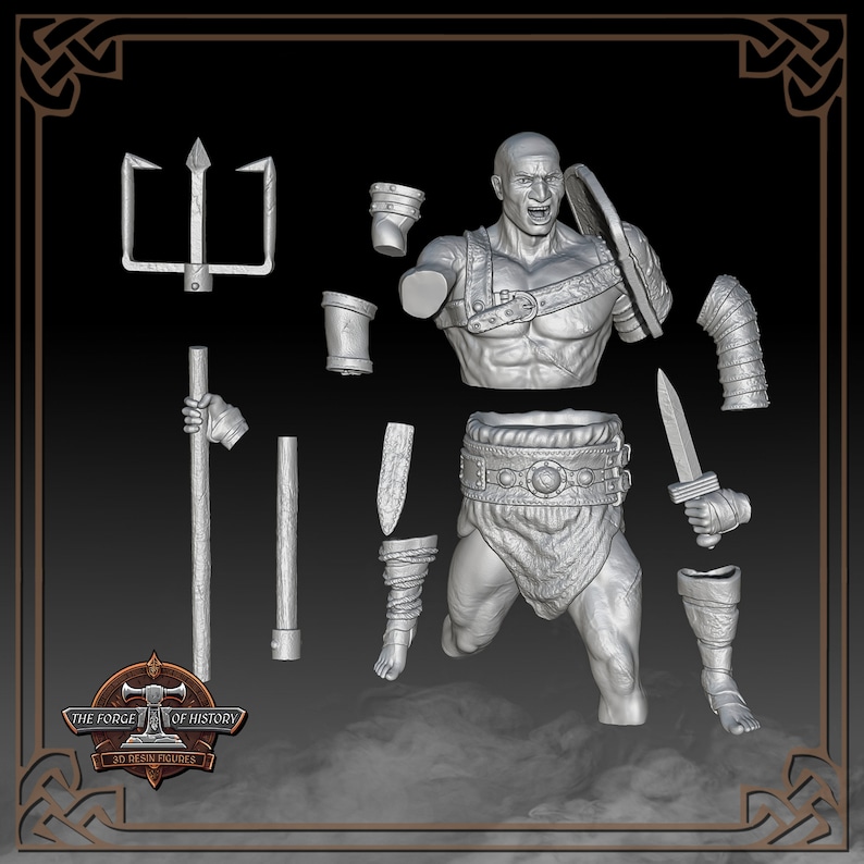 Secutor VS Retiarius Gladiator 2-pack Diorama - Historical Figures - 3D ...