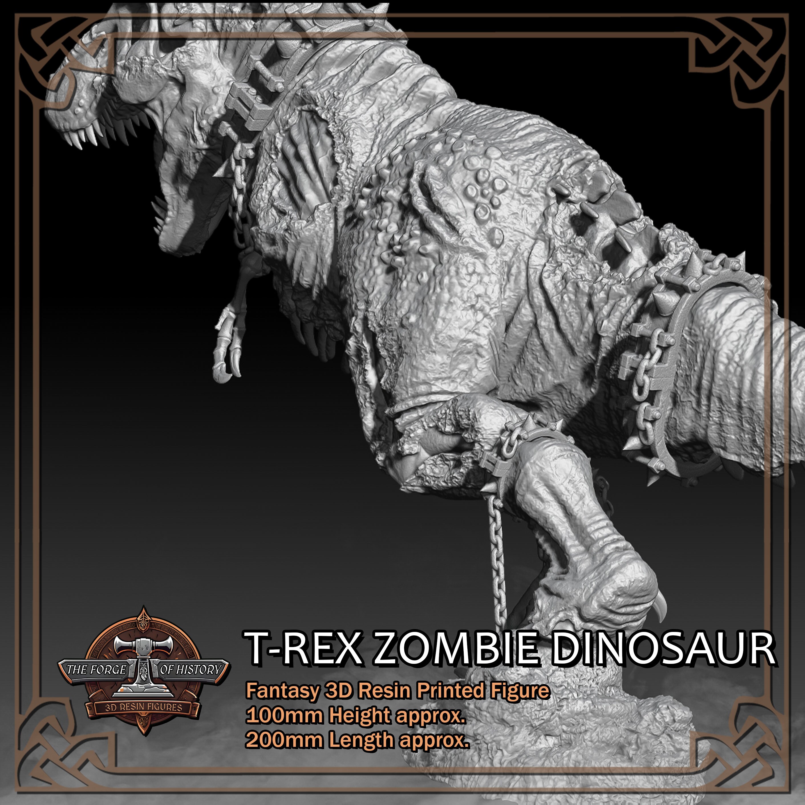 T-rex Zombie Dinosaur H100mm L200mm Fantasy Figure 3D Resin Printed ...