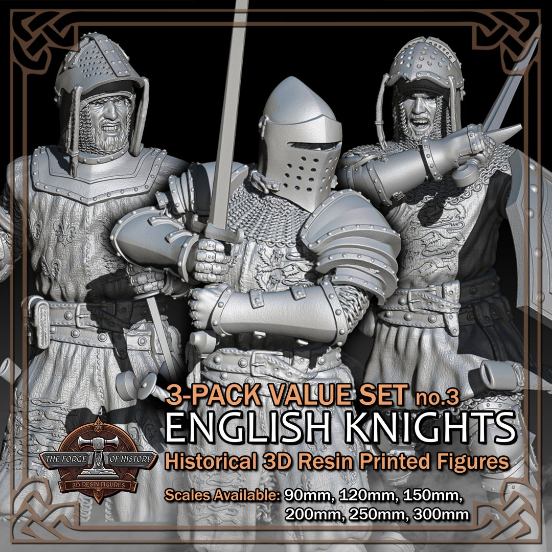 English Knights 3-pack V3 (value Set) - Historical Figures - 3D Resin ...
