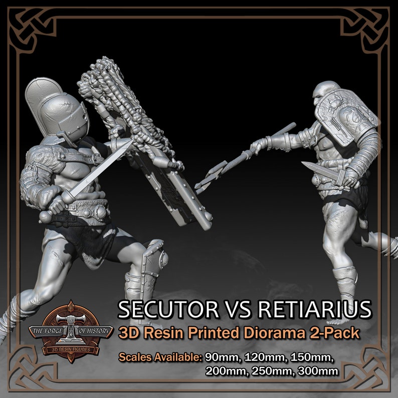 Secutor VS Retiarius Gladiator 2-pack Diorama - Historical Figures - 3D ...