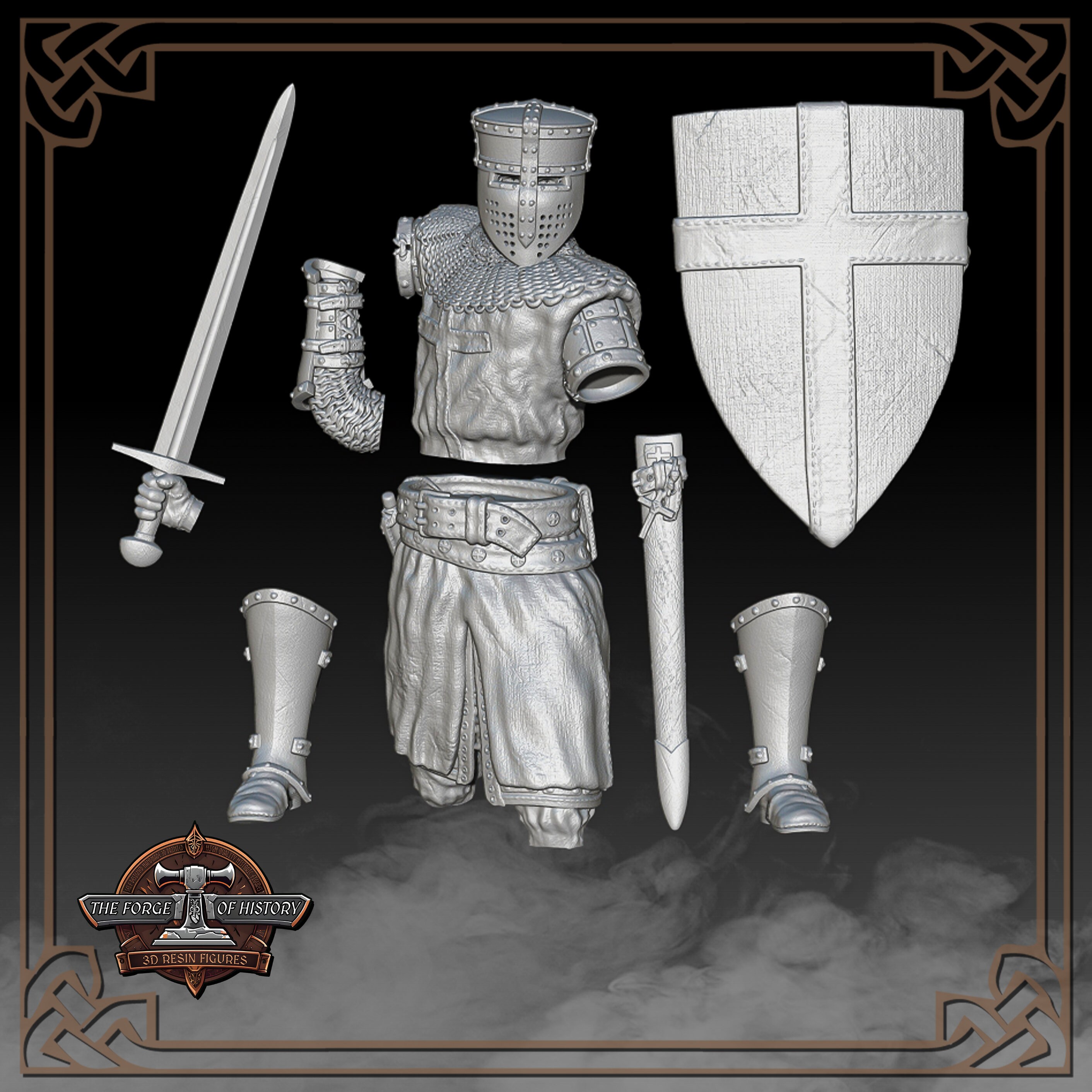 Crusader Knights Templar 3-pack V2 value Set Historical Figures 3D ...