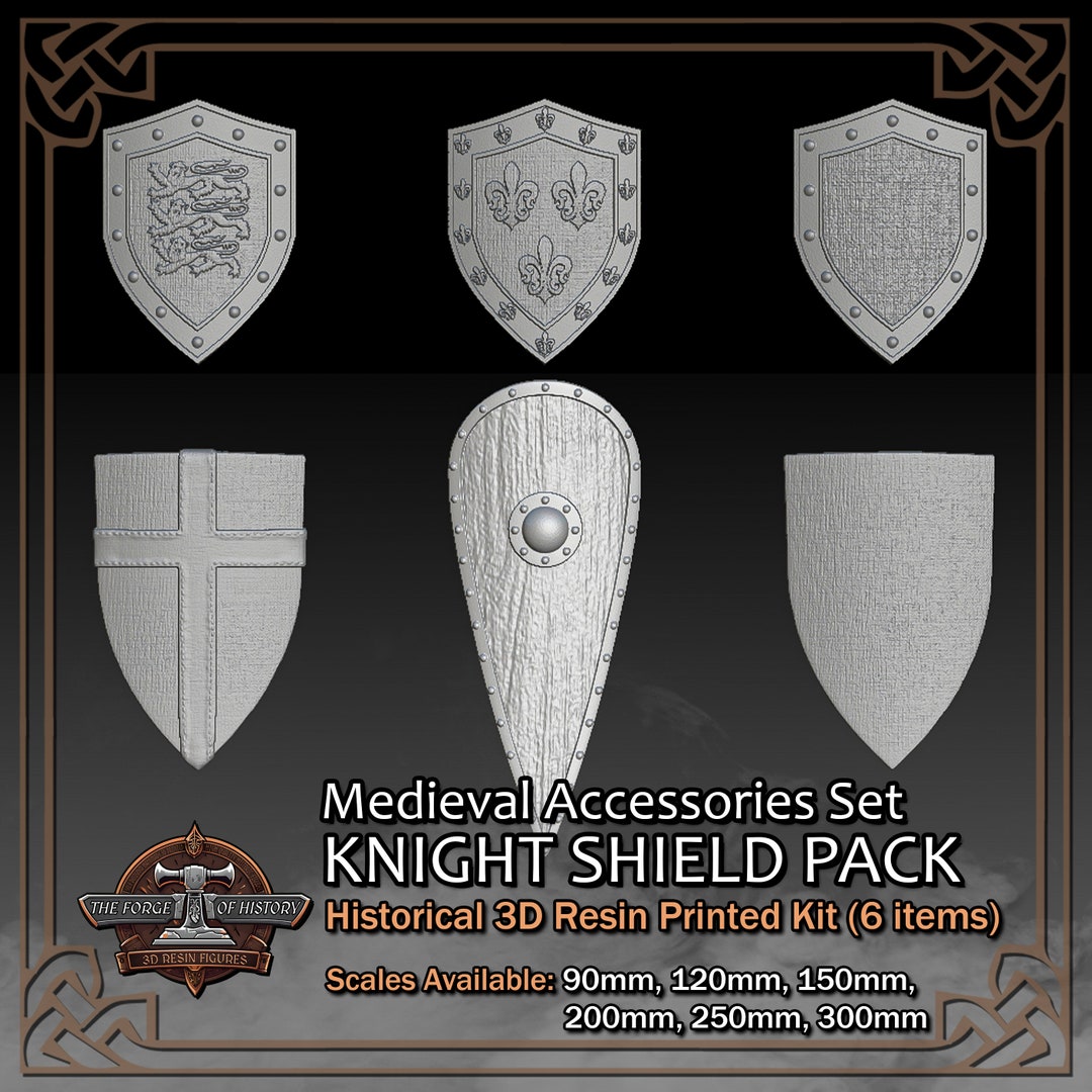Medieval Knight Shields Pack (accessories Set/6 Items) - 3D Resin ...