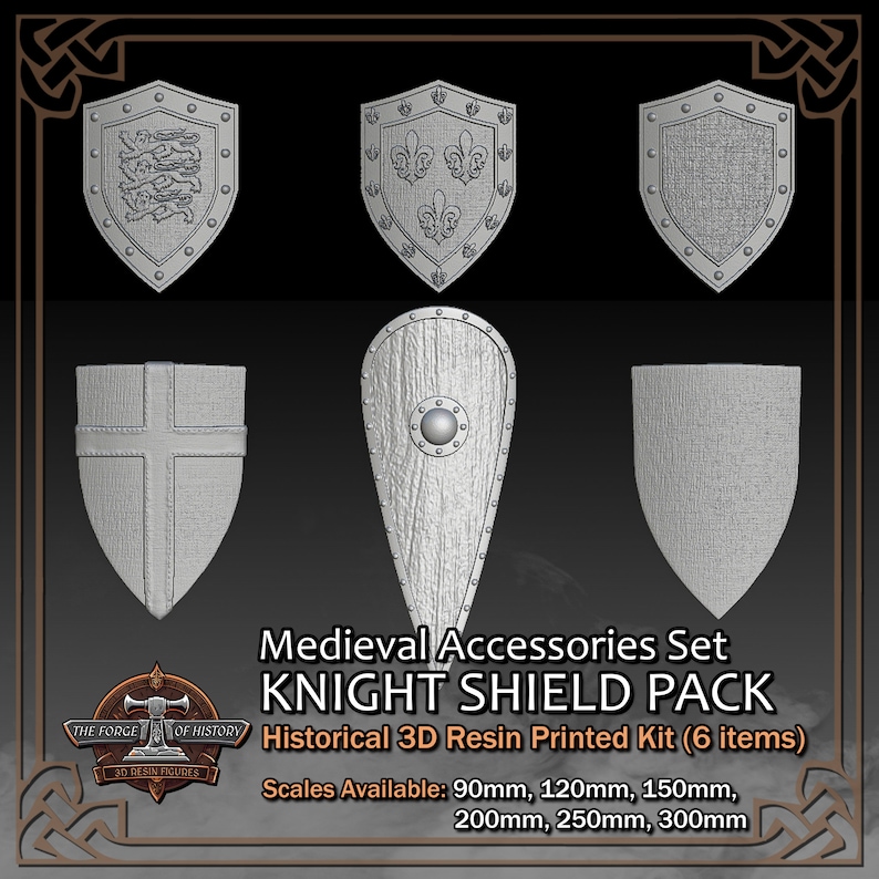 Medieval Knight Shields Pack (accessories Set/6 Items) - 3D Resin ...