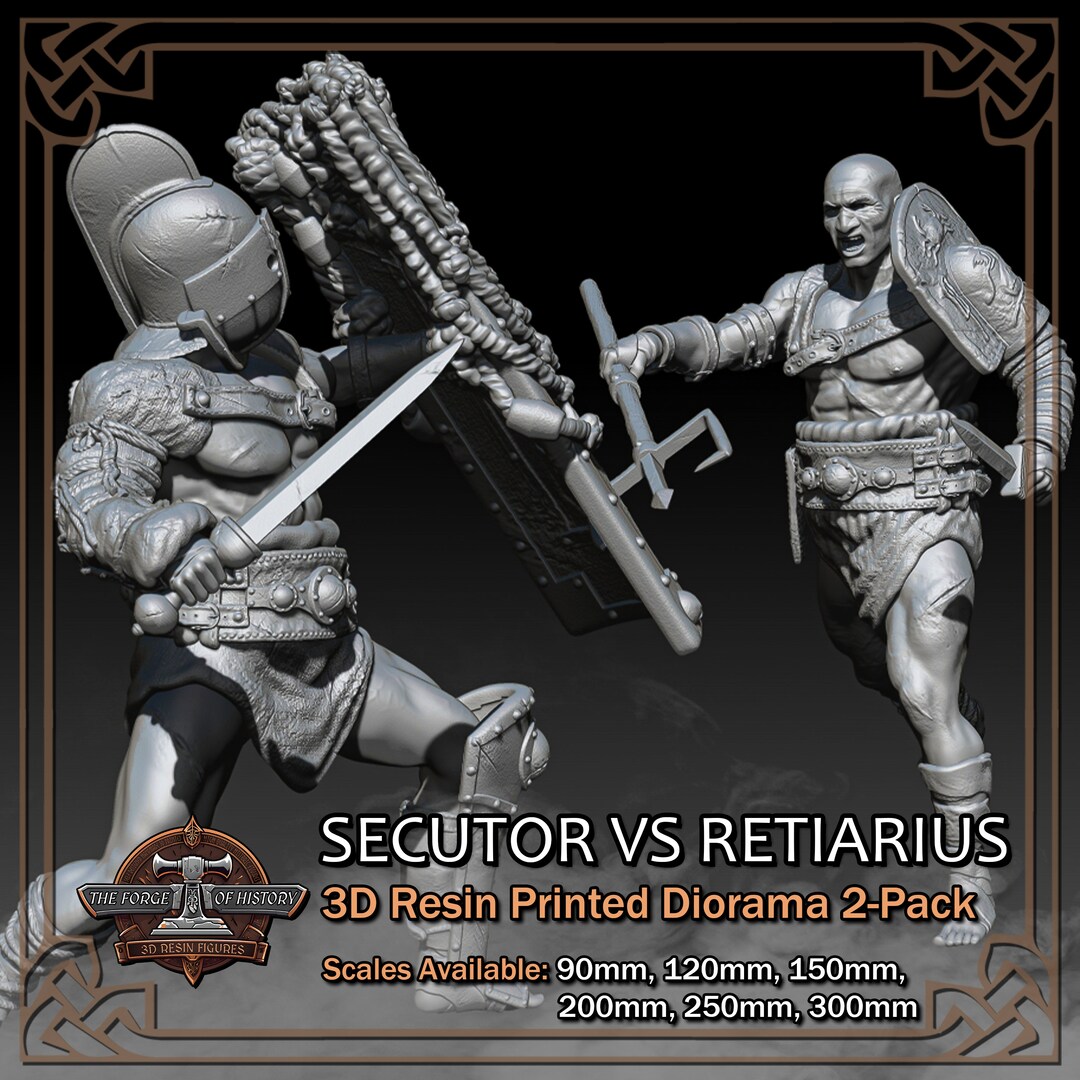 Secutor VS Retiarius Gladiator 2-pack Diorama - Historical Figures - 3D ...