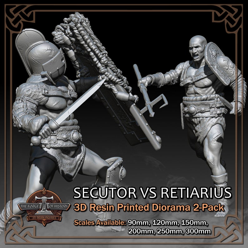 Secutor VS Retiarius Gladiator 2-pack Diorama Historical Figures 3D ...