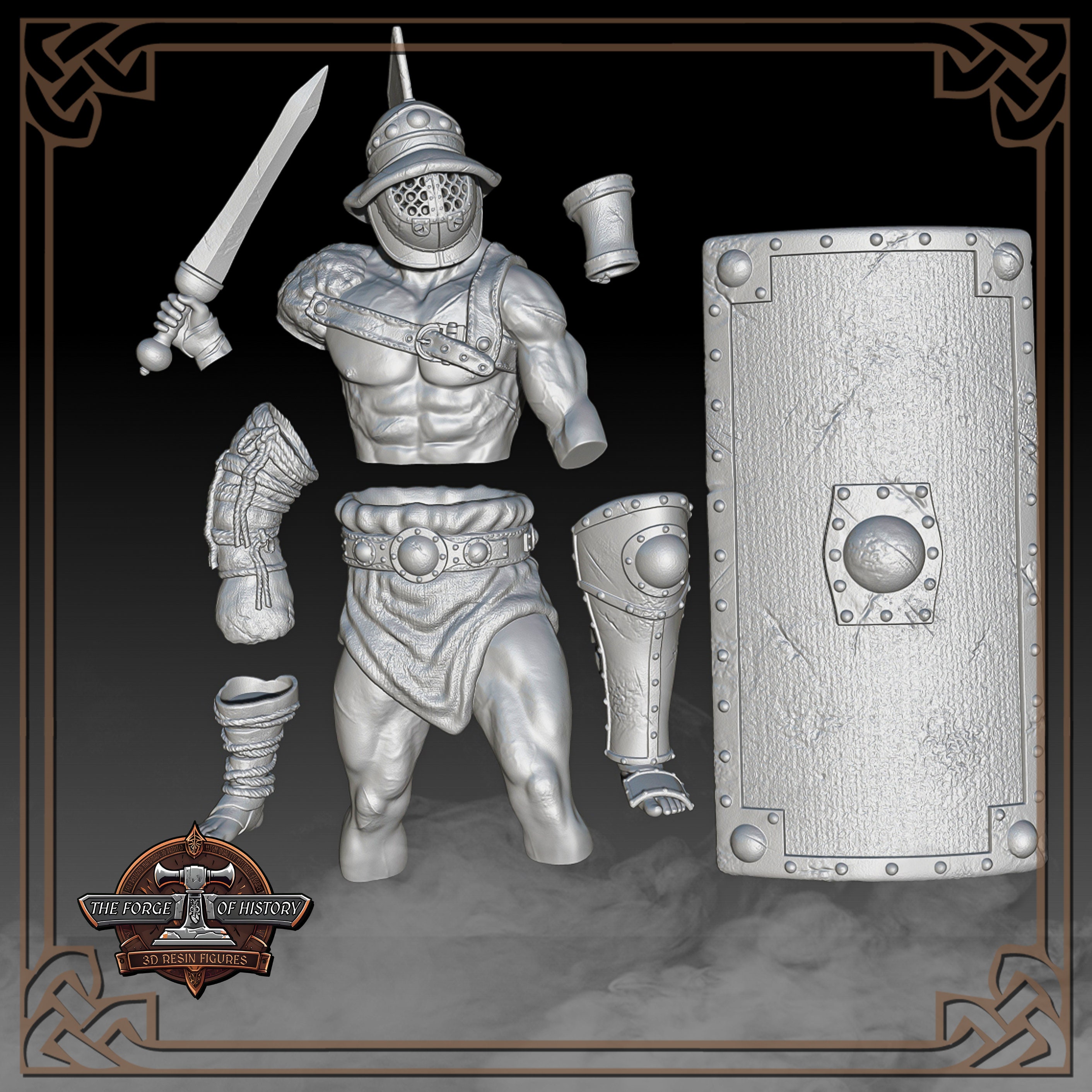 Murmillo Roman Gladiator Historical Figure 3D Resin Printed Model Kit ...