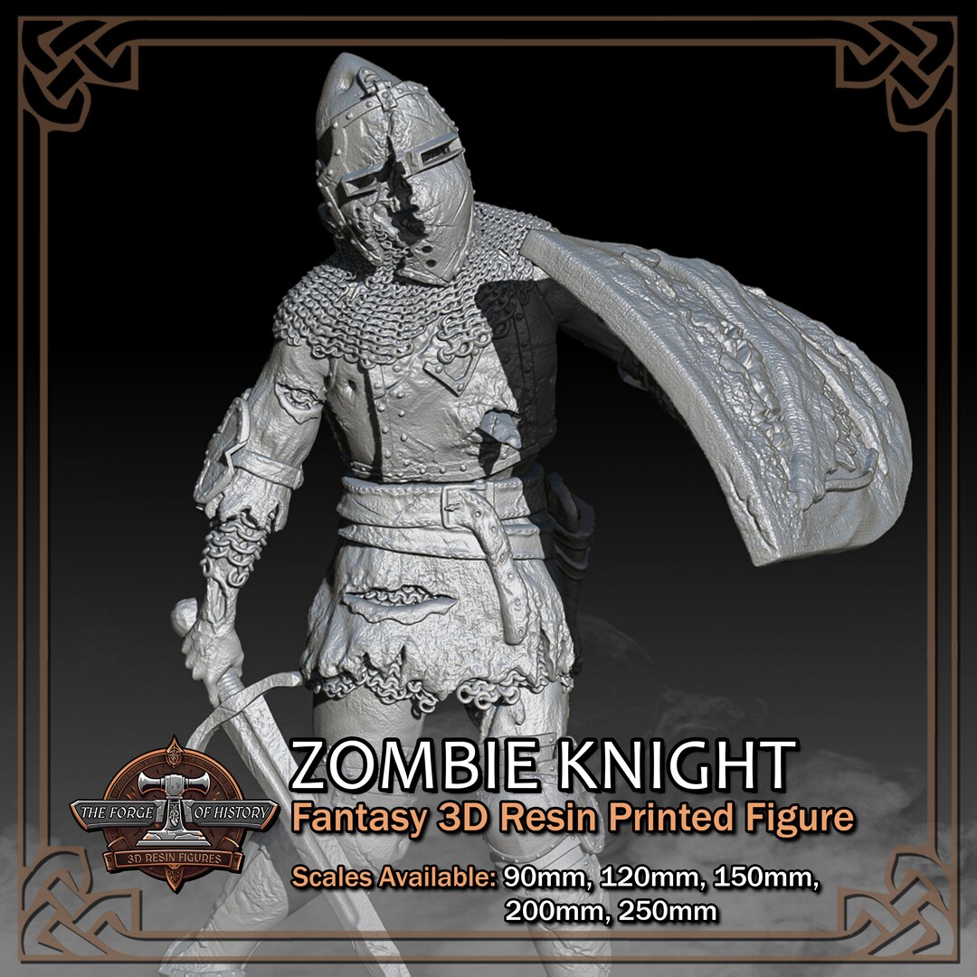 Zombie Medieval Knight - Fantasy Figure - 3D Resin Printed Model Kit ...