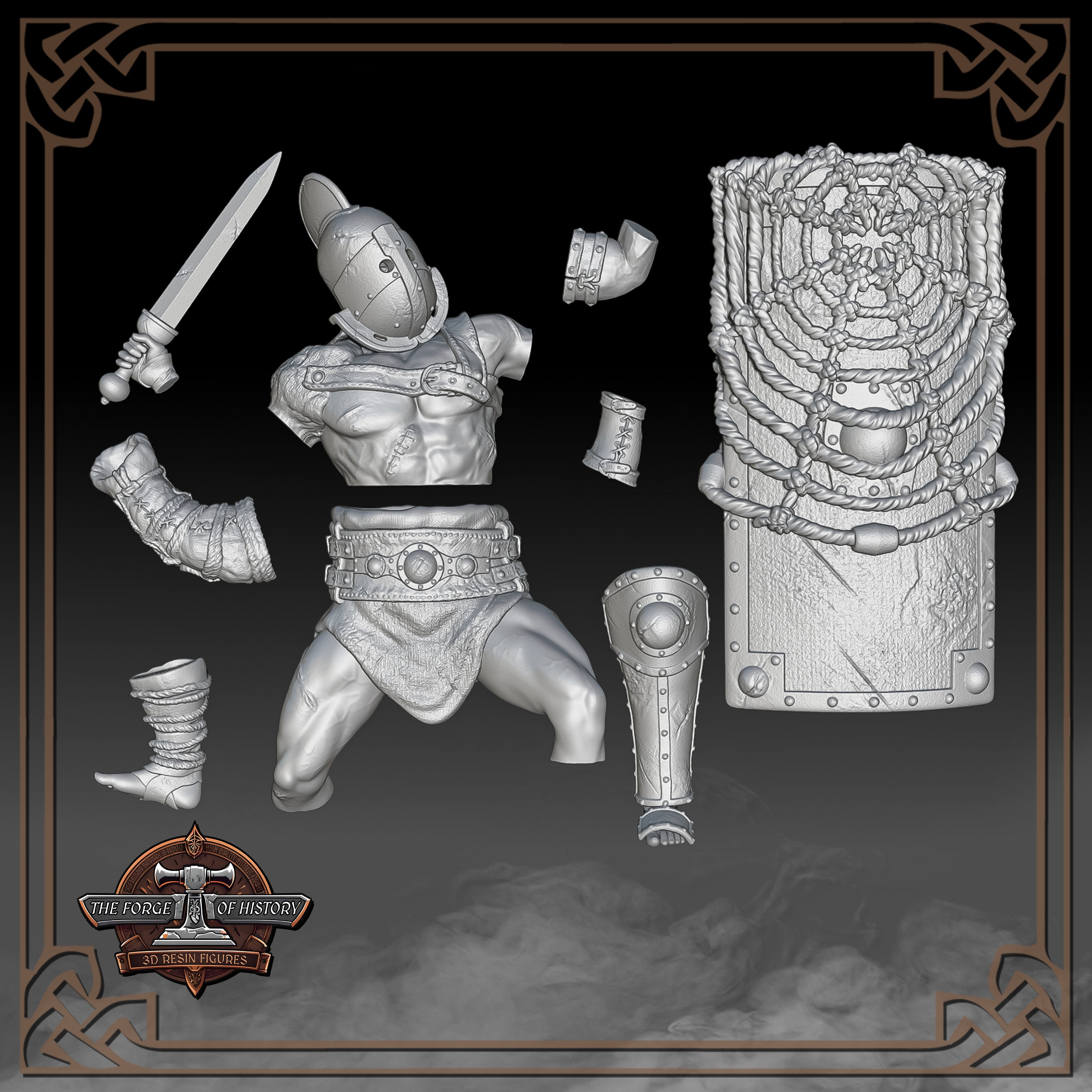 Secutor VS Retiarius Gladiator 2-pack Diorama Historical Figures 3D ...