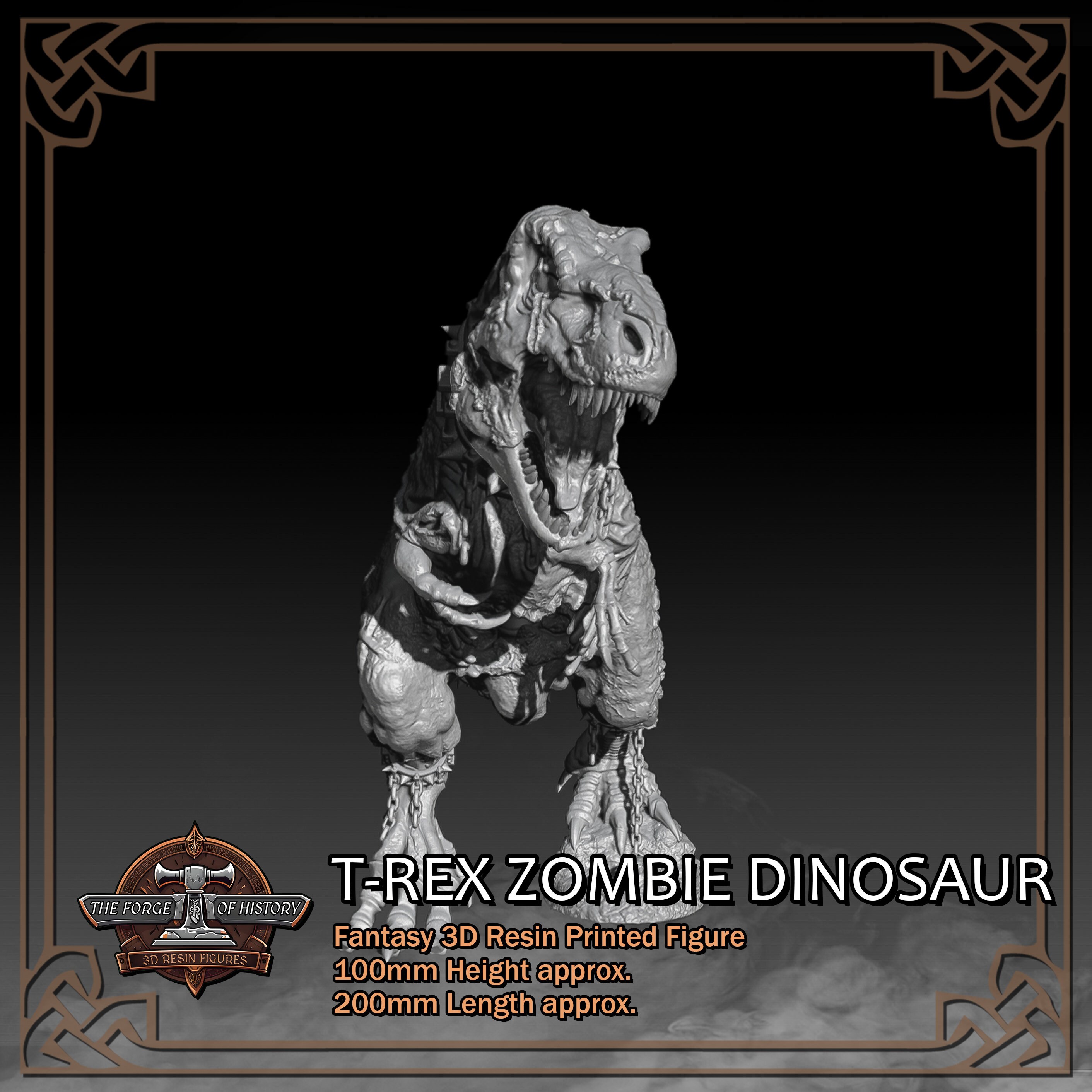 T-rex Zombie Dinosaur H100mm L200mm Fantasy Figure 3D Resin Printed ...