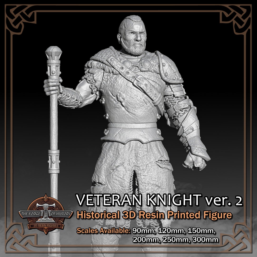 Veteran 'warden' Knight Version 2 - Fantasy Figure - 3D Resin Printed ...