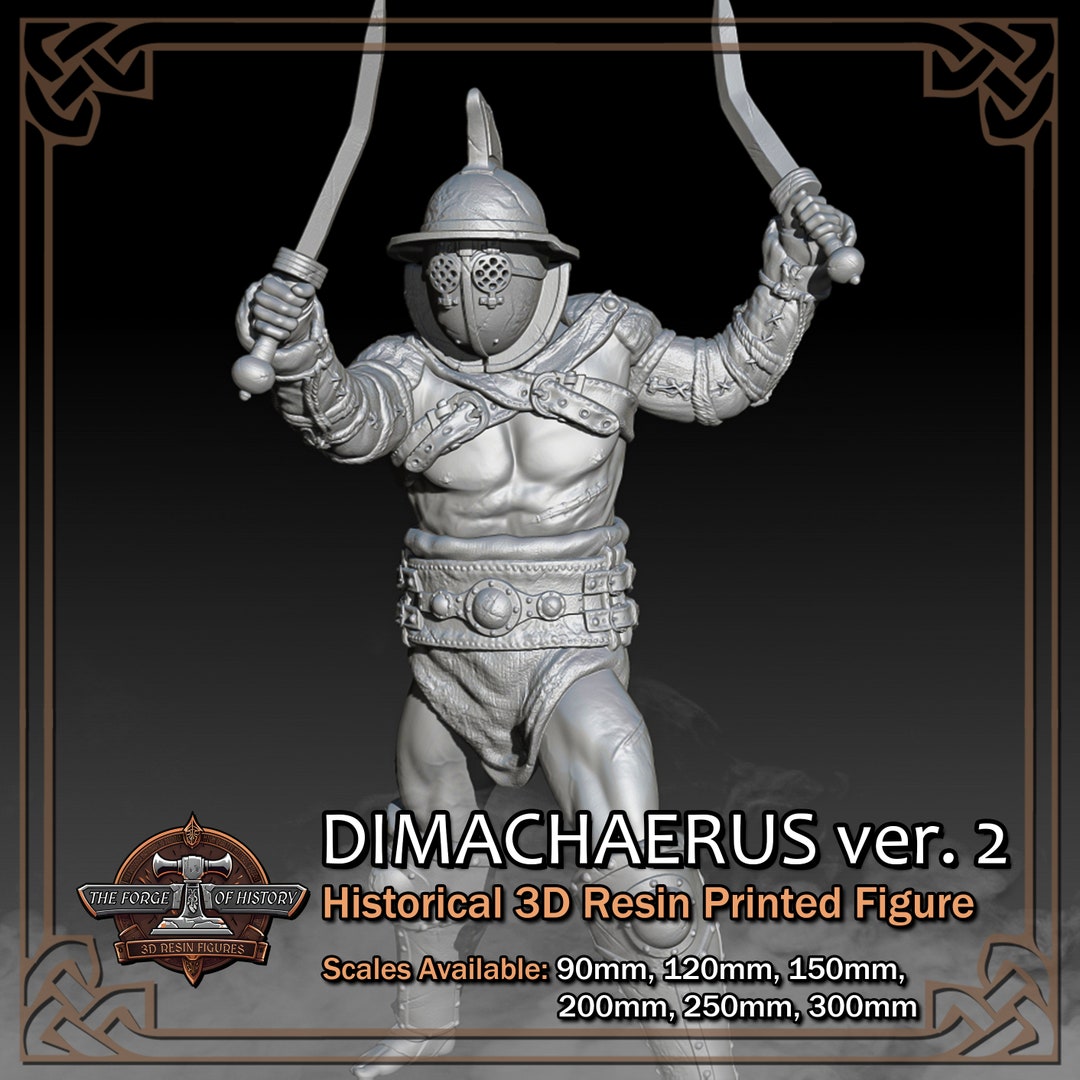 Dimachaerus Gladiator Ver. 2 - Historical Figure - 3D Resin Printed Model Kit - Scale From 90mm ...