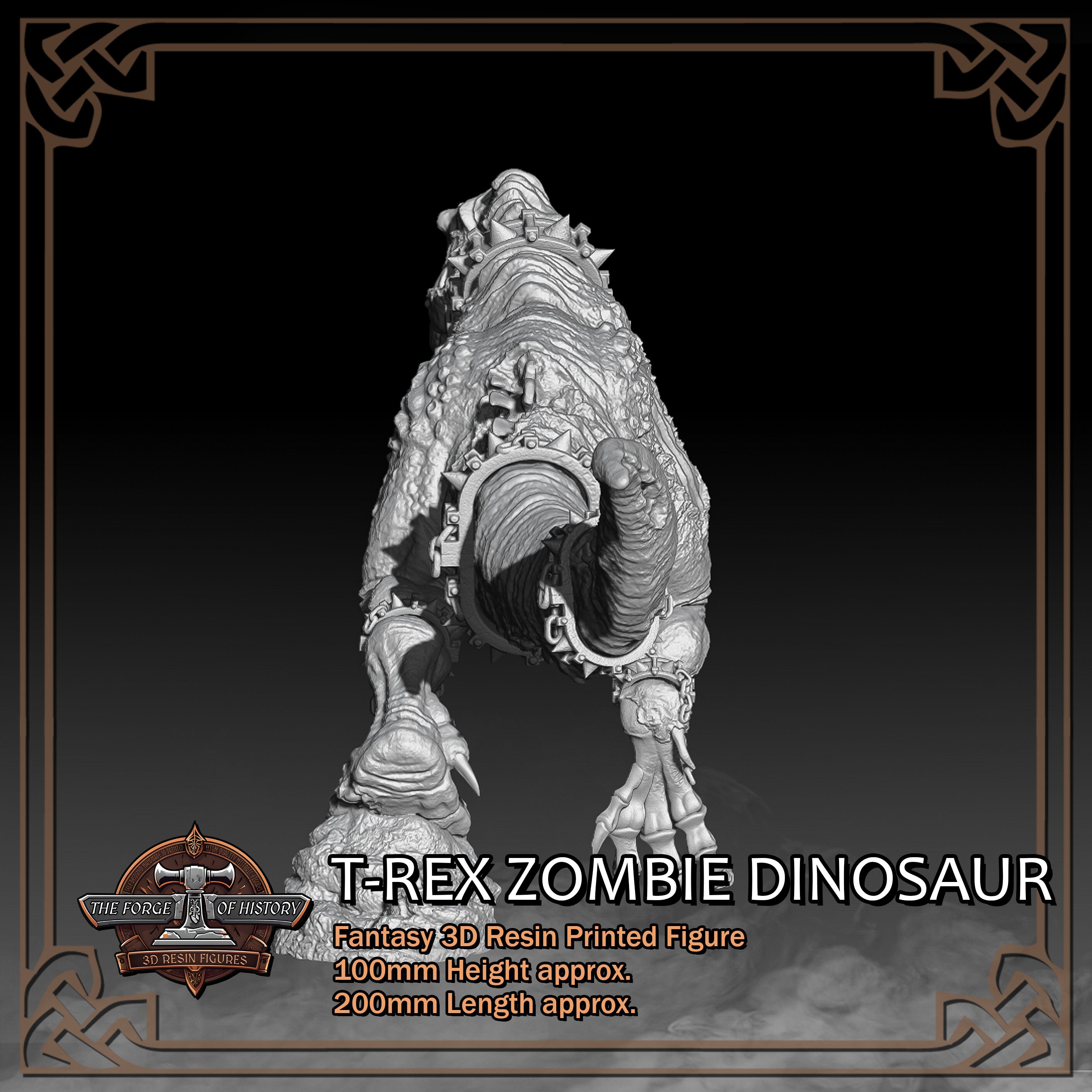 T-rex Zombie Dinosaur H100mm L200mm Fantasy Figure 3D Resin Printed ...