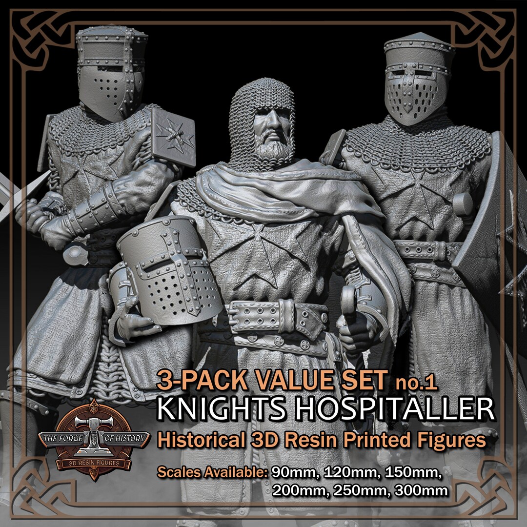 Knights Hospitaller 3-pack (value Set) - Historical Figures - 3D Resin ...