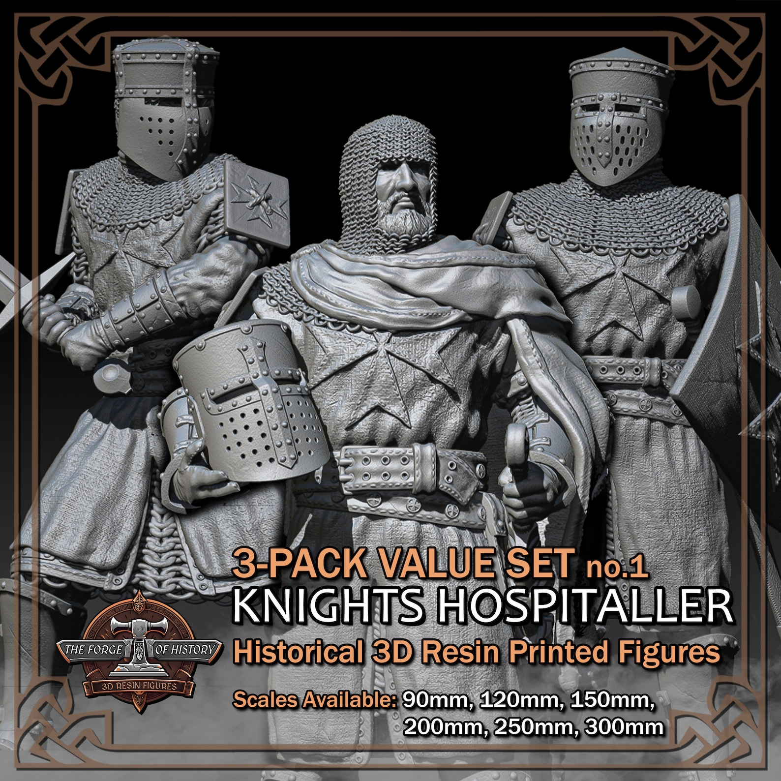 Knights Hospitaller 3-pack (value Set) - Historical Figures - 3D Resin ...