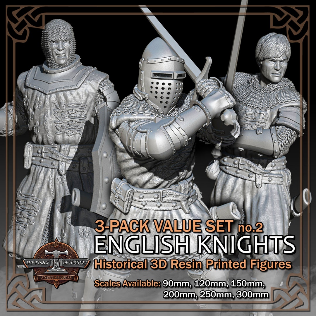 English Knights 3-pack V2 (value Set) - Historical Figures - 3D Resin ...