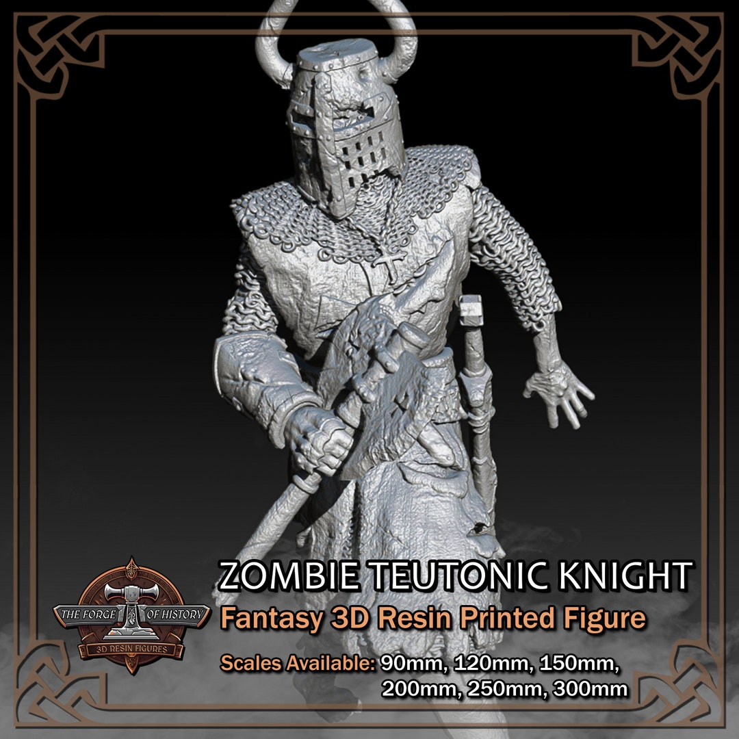 Zombie Teutonic Knight - Fantasy Figure - 3D Resin Printed Model Kit ...
