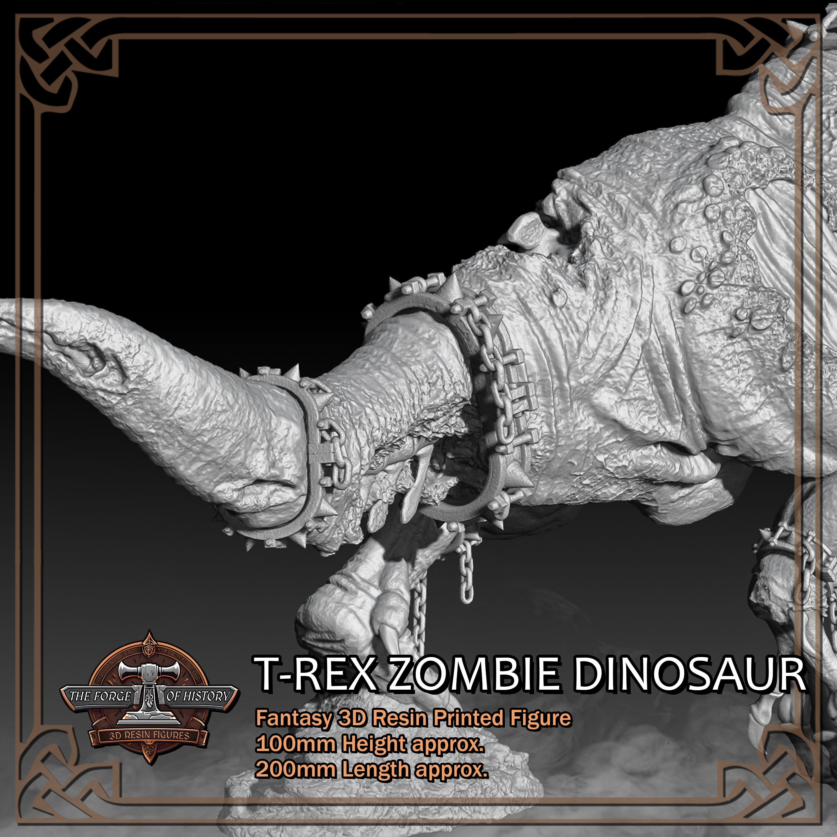 T-rex Zombie Dinosaur H100mm L200mm Fantasy Figure 3D Resin Printed ...