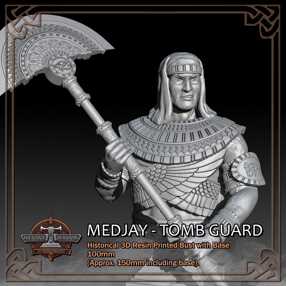 Egyptian Medjay Bust With Base 100mm Historic Bust Figure 3D Resin ...