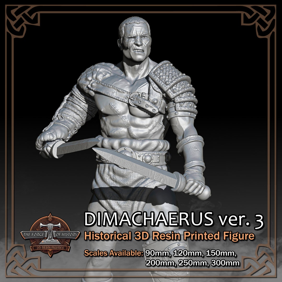 Dimachaerus Gladiator Ver. 3 - Historical Figure - 3D Resin Printed Model Kit - Scale From 90mm ...