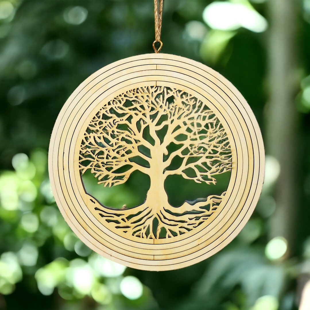 Tree of Life Wind Chime Wood Rotating 3d Spinner Wind Chime Pendant ...
