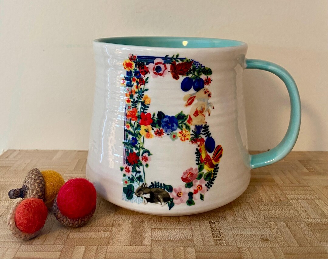 Mug Anthropologie Nathalie Lètè for Anthropologie Flowers Monogram B ...