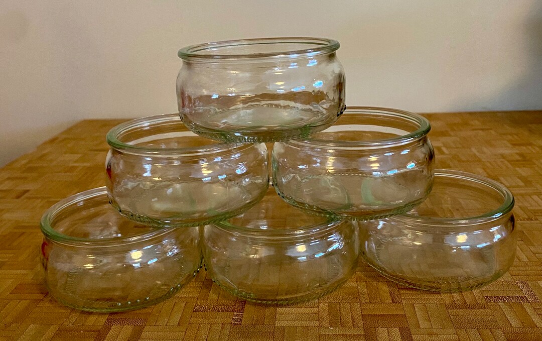 Glass Jars Creme Brulee Petit Pot Size 1.5” Tall Craft Storage Set of 2 ...