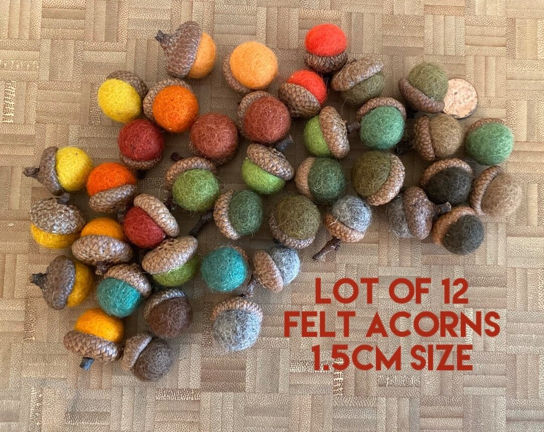 Felted Acorns 1.5cm Earthtones Oranges and Greens Felt Acorn ALL ...