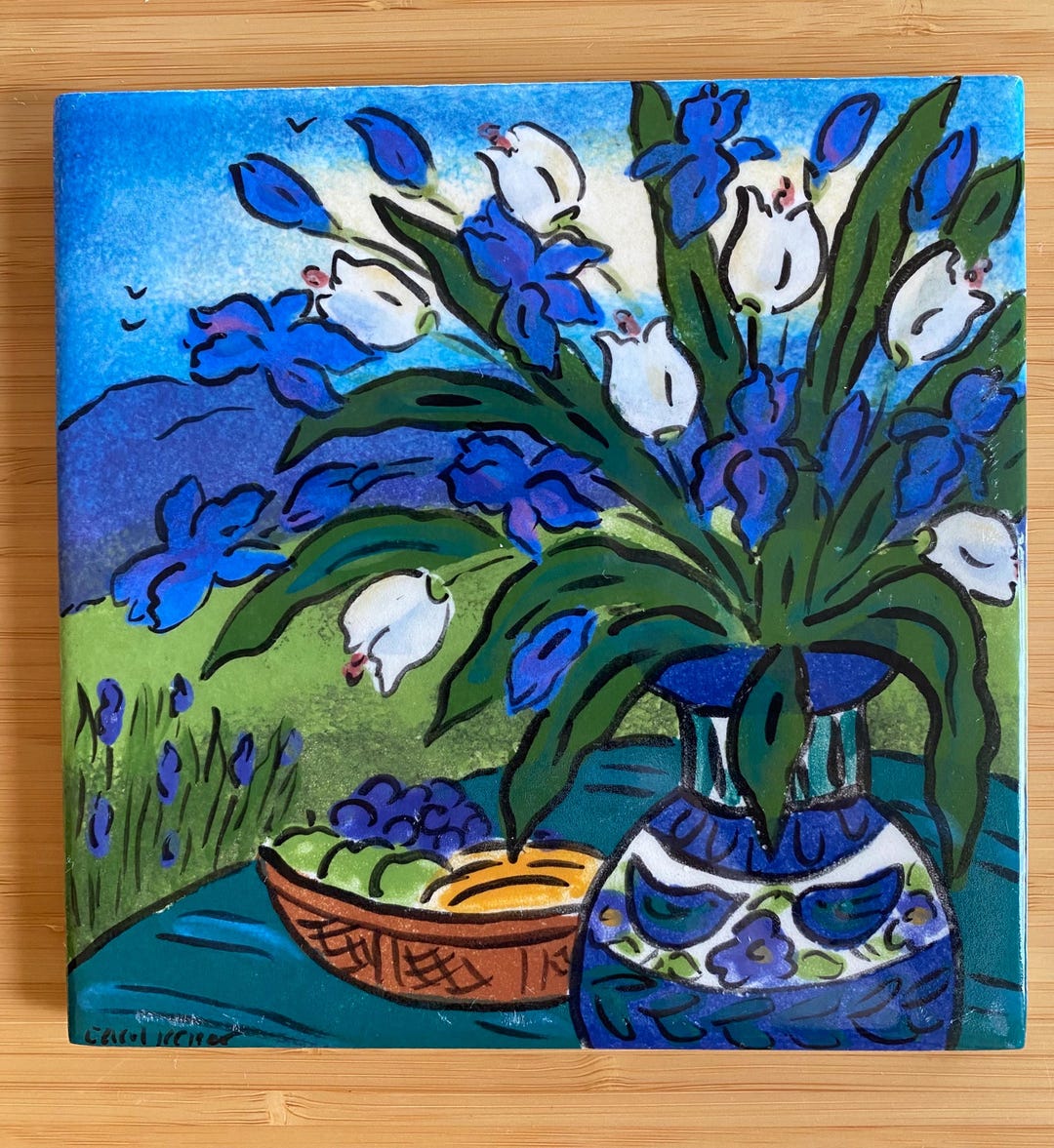 Carol Keiser Studio Art Tile Ceramic 6” Tile Trivet Artist Signed - Etsy