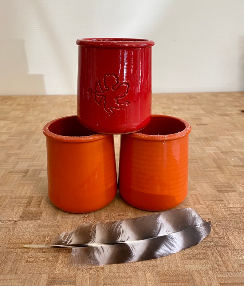 La Fermière Pottery Jar Jars Ceramic Pots Red Blue or Orange 5 - Etsy