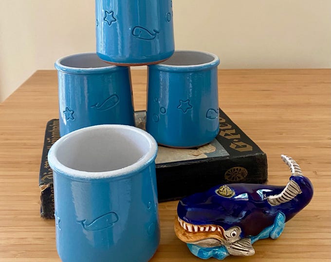 Limited Edition La Fermière Whale Pottery Pot Jar Beachy Blue Embossed ...