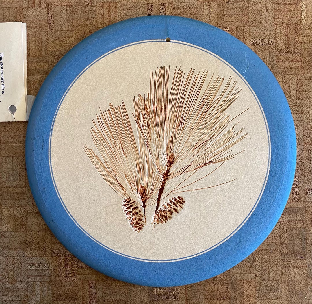 Warming Stone Blue Moon Pottery Stoneware 8 Vintage Trivet Pizza or ...