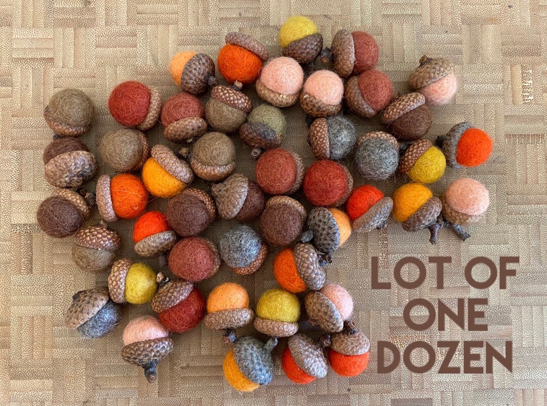 Felted Acorns 1.5cm Earthtones and Oranges Felt Acorn ALL NATURAL ...