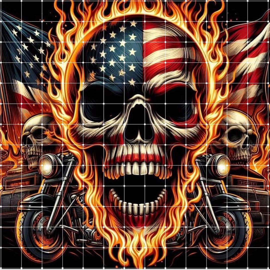 3" Flame Flag Skull Magnet Digital Download PNG - Etsy