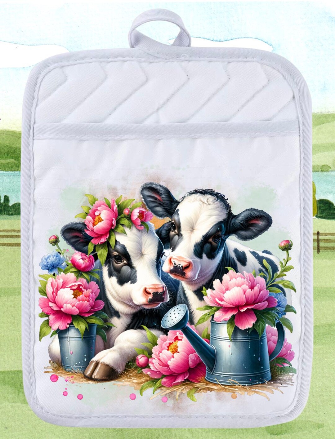Cows With Flowers Oven Mitt Digital Download PNG - Etsy