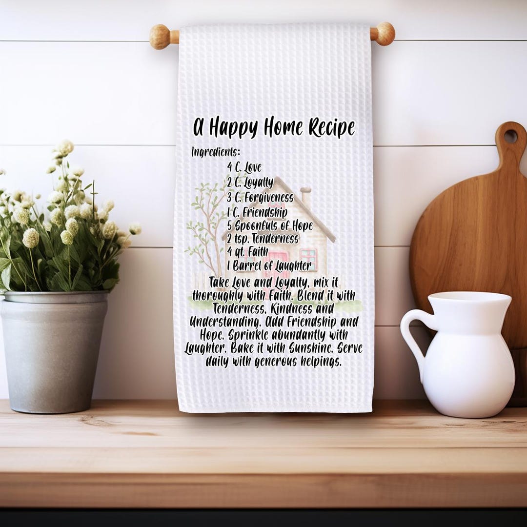 Happy Home Recipe Kitchen Towel Digital Download PNG - Etsy