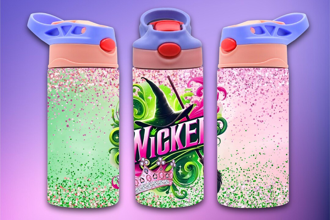 12oz Straight Glitter Witch and Princess Flip Top Tumbler Digital ...