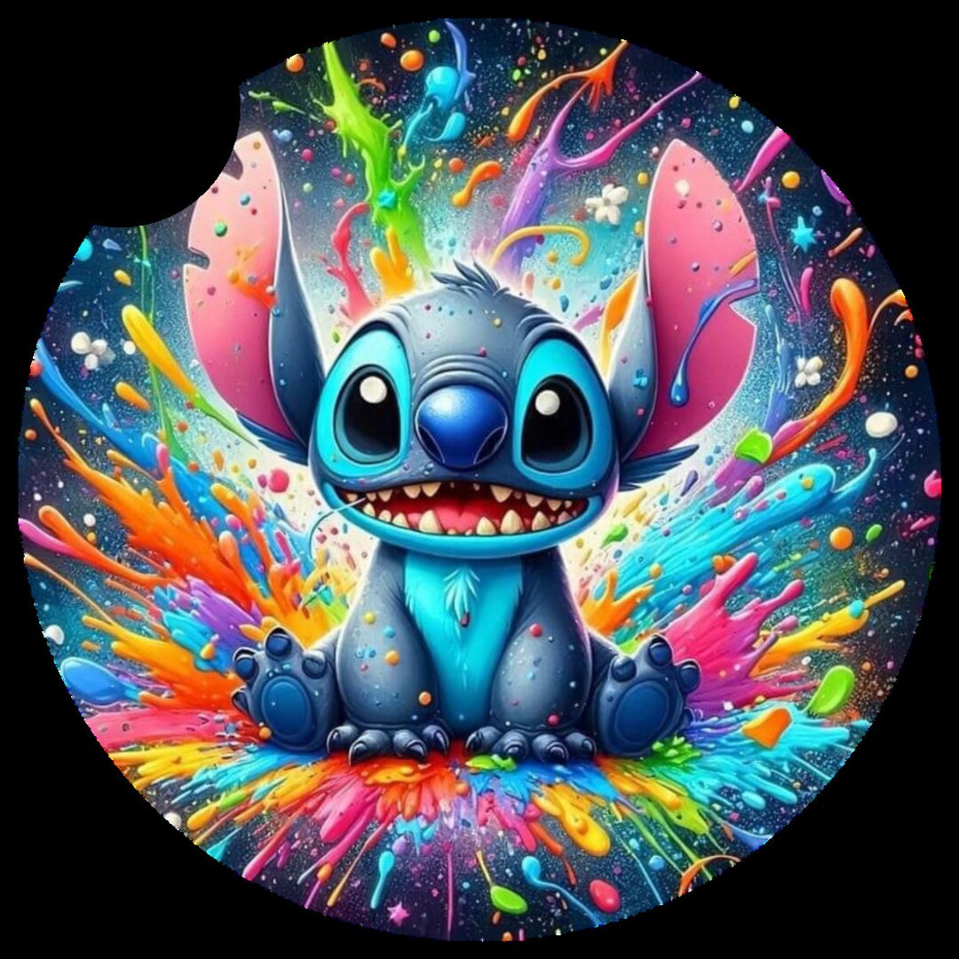 3" Car Coaster Paint Splash Stitch Character Digital Download PNG - Etsy