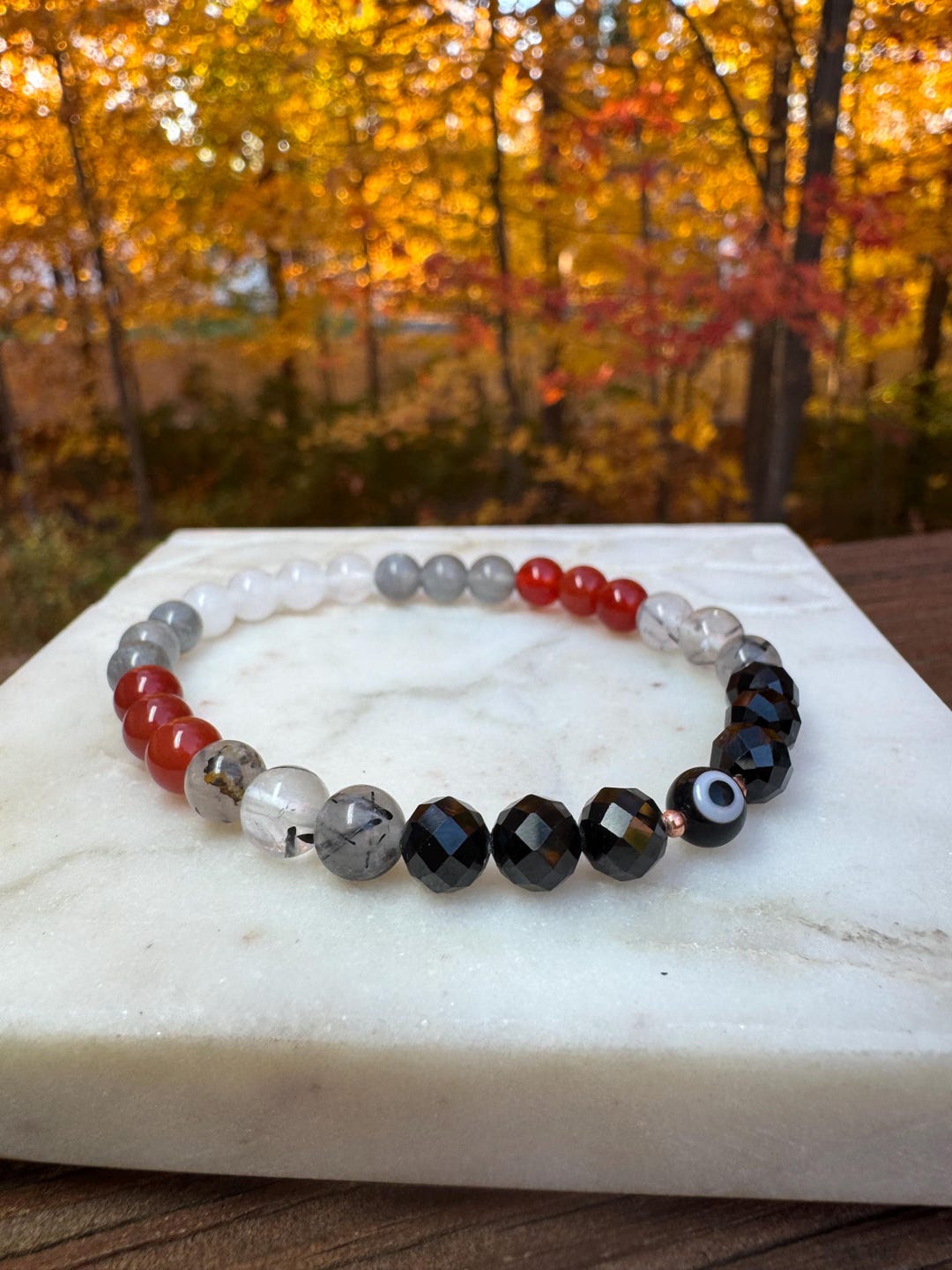 Black Spinel and Evil Eye Grounding and Shield Bracelet - Etsy